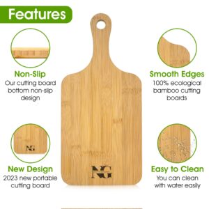 Mini Bamboo Cutting Board with Juice Groove and Handle (8.75inch x 4.25inch); Rounded Bamboo Cutting Board Vegetable Chopping Board Great for Cutting Fruits, Cheese Vegetables Brown