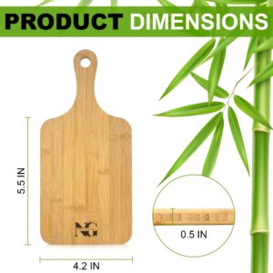 Mini Bamboo Cutting Board with Juice Groove and Handle (8.75inch x 4.25inch); Rounded Bamboo Cutting Board Vegetable Chopping Board Great for Cutting Fruits, Cheese Vegetables Brown