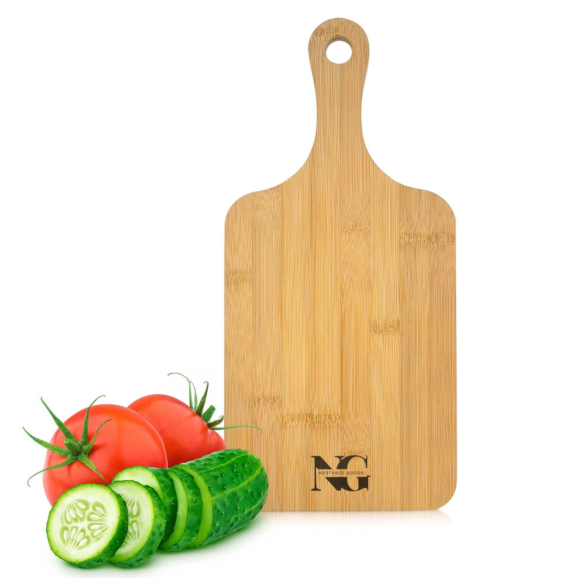 Mini Bamboo Cutting Board with Juice Groove and Handle (8.75inch x 4.25inch); Rounded Bamboo Cutting Board Vegetable Chopping Board Great for Cutting Fruits, Cheese Vegetables Brown