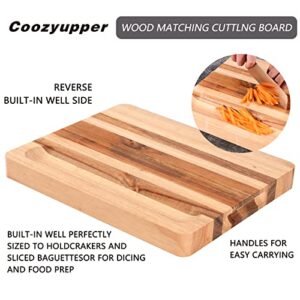 Large Acacia Oak Wood Cutting Board for Kitchen Multipurpose Chopping Board with Juice Groove & Built-in well for Meat, Cracker, Vegetables and Cheese, 15 x 12 x 1.5 Inch