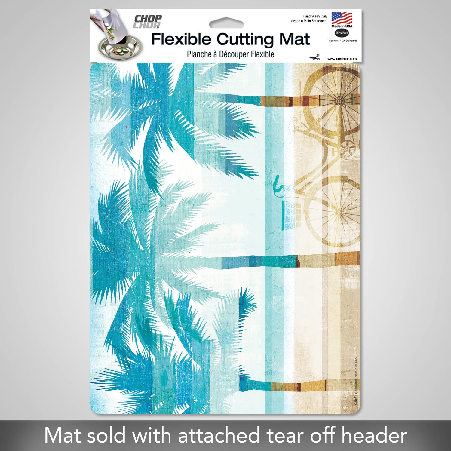 Cut N' Funnel Beachscapes Designer Flexible Plastic Cutting Board Mat, 15" x 11.5", Made in the USA, Decorative, Flexible, Easy to Clean