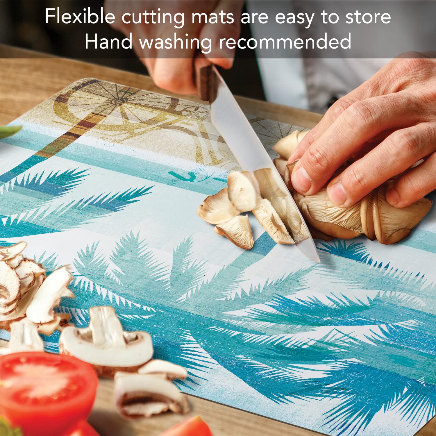 Cut N' Funnel Beachscapes Designer Flexible Plastic Cutting Board Mat, 15" x 11.5", Made in the USA, Decorative, Flexible, Easy to Clean