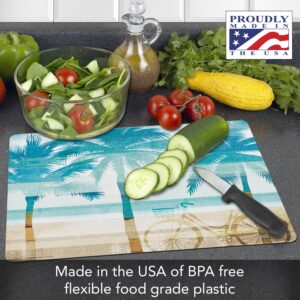 Cut N' Funnel Beachscapes Designer Flexible Plastic Cutting Board Mat, 15" x 11.5", Made in the USA, Decorative, Flexible, Easy to Clean