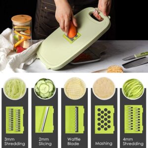 BUYONE Collapsible Cutting Board, Foldable Chopping with Colander, 9-In-1 Multi Kitchen Vegetable Washing Basket Silicone Dish Tub for Camping, Picnic, BBQ, Kitchen-Green, LSBL1T, One Size