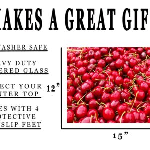 Fresh Cherries Cherry Red Kitchen Glass Cutting Board Decorative Gift For Her Mom Design