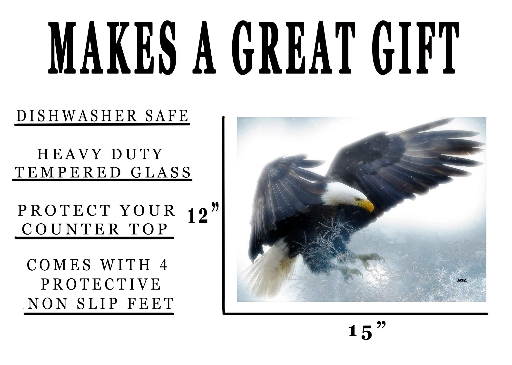 American Bald Eagle Flying Kitchen Glass Cutting Board Patriotic Decorative Gift Design