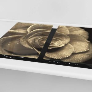 Tempered GLASS Chopping Board - Induction Cooktop Cover - Glass Cutting Board; MEASURES: SINGLE: 60 x 52 cm (23,62” x 20,47”); DOUBLE: 30 x 52 cm (11,81” x 20,47”); D06 Flowers Series