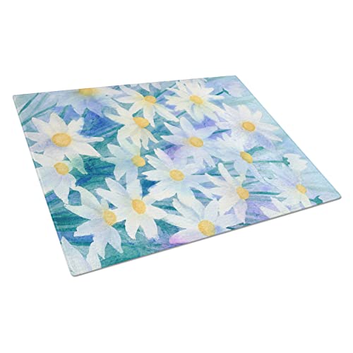 Caroline's Treasures IBD0255LCB Light and Airy Daisies Glass Cutting Board Large Decorative Tempered Glass Kitchen Cutting and Serving Board Large Size Chopping Board