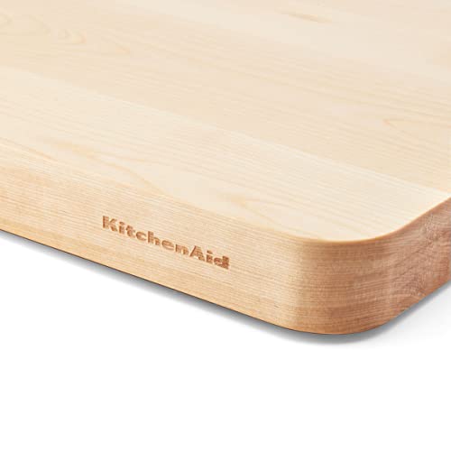 KitchenAid Gourmet 42 x 30cm Butchers Block Chopping Board with Handles, Birchwood