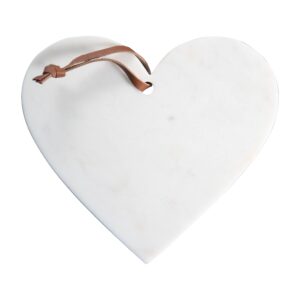 foreside home & garden white marble heart shaped kitchen serving cutting board, 8 x 9 x 0.5