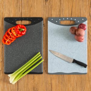 Home Basics CB44823 Dual Sided Plastic Cutting Board, 12" x 18", Granite Gray