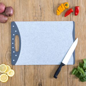 Home Basics CB44823 Dual Sided Plastic Cutting Board, 12" x 18", Granite Gray