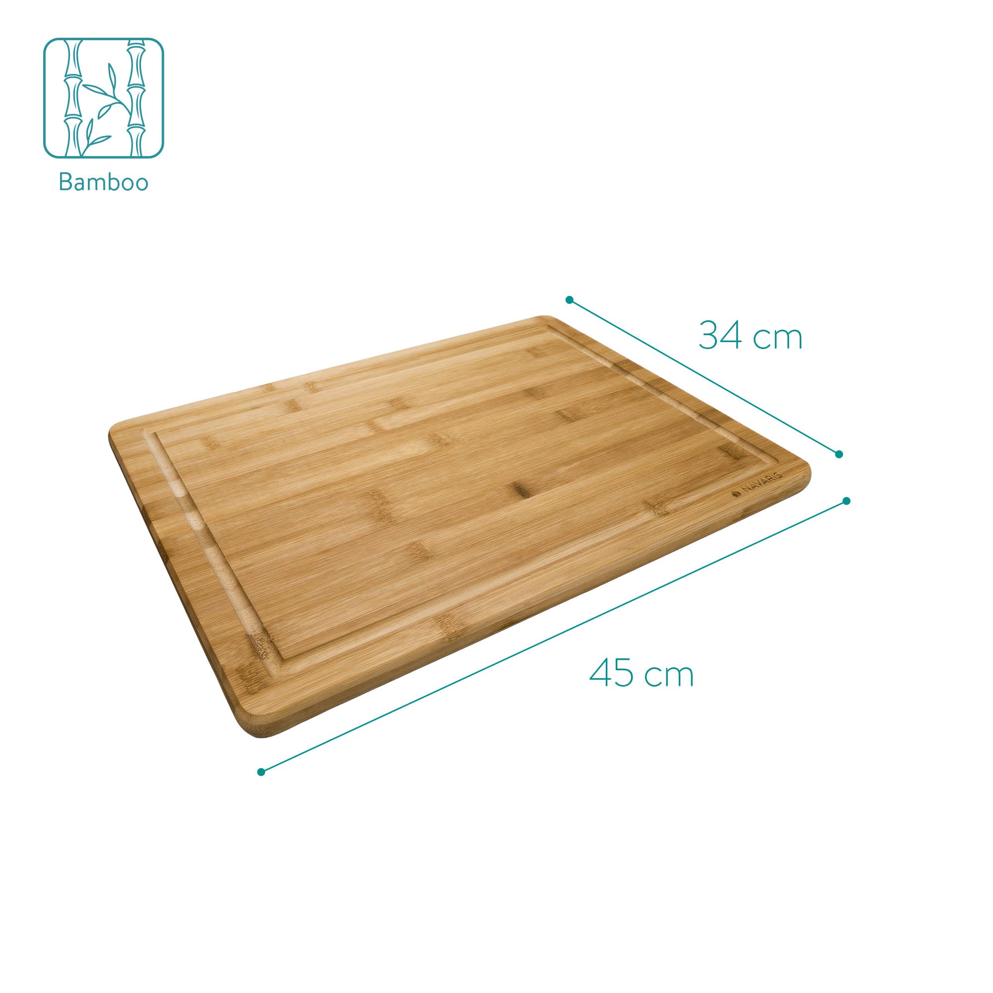 Navaris Wood Cutting Board - Large Natural Bamboo Wooden Chopping Board for Kitchen with Crumb and Juice Groove for Food Prep - Size L, 18 x 13 inches