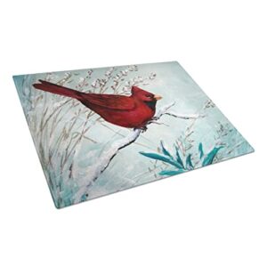 caroline's treasures pjc1110lcb cardinal winter red bird glass cutting board large decorative tempered glass kitchen cutting and serving board large size chopping board