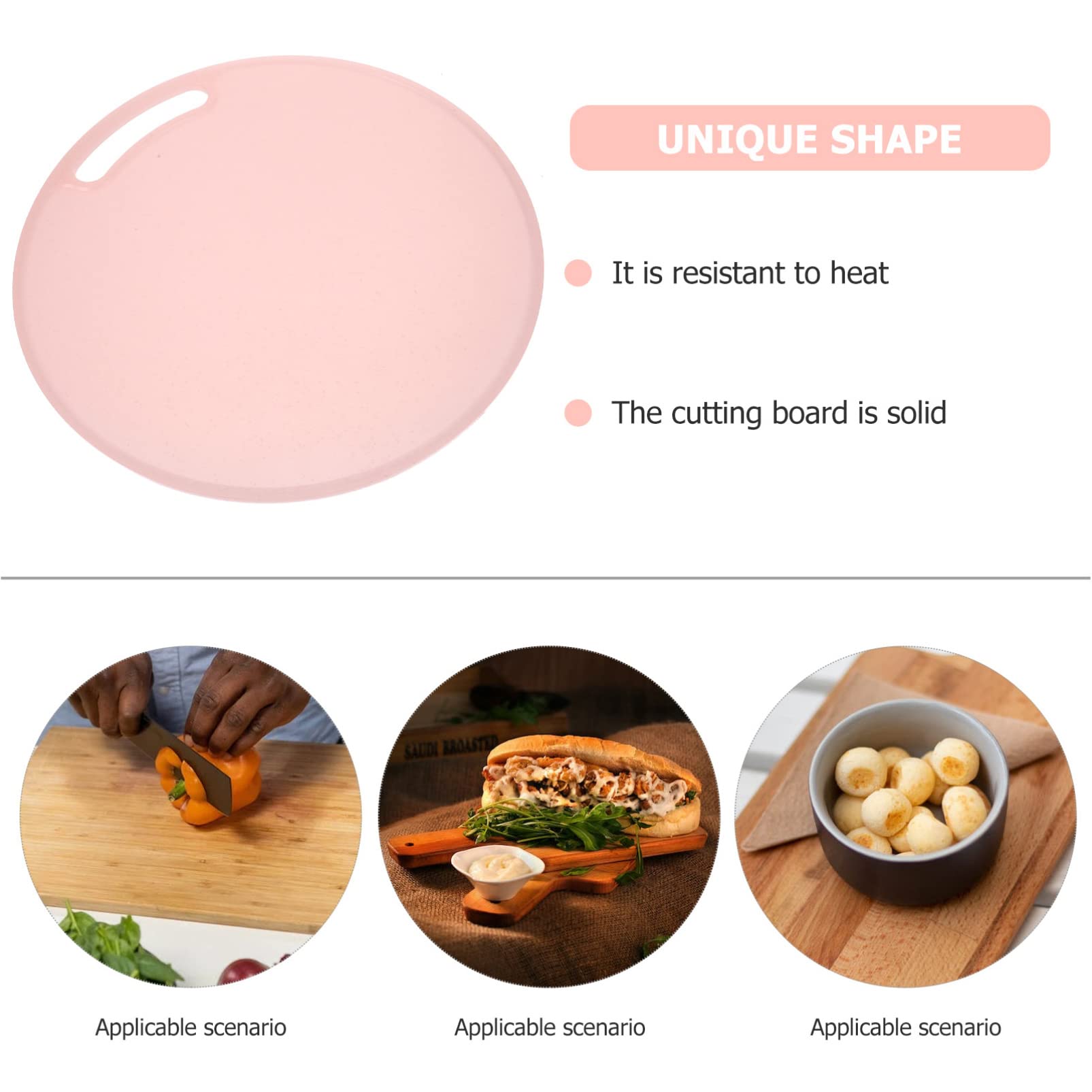 CALLARON Cutting Mat Plastic Cutting Board Round Kitchen Chopping Boards Pizza Board with Hanging Hook Non-Slip for Kitchen Fruit Vegetable Meat A Cutting Boards