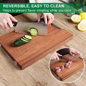 SEMORK Wood Cutting Board for Kitchen, Best Chopping Board for Meats, Vegetables, Cheese with Easy-grip Handle, Non-porous, 1-Inch Thickness,S(12x8")