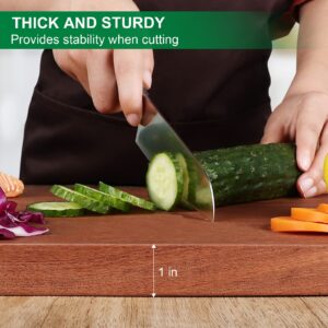 SEMORK Wood Cutting Board for Kitchen, Best Chopping Board for Meats, Vegetables, Cheese with Easy-grip Handle, Non-porous, 1-Inch Thickness,S(12x8")