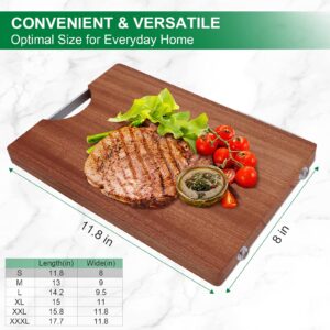 SEMORK Wood Cutting Board for Kitchen, Best Chopping Board for Meats, Vegetables, Cheese with Easy-grip Handle, Non-porous, 1-Inch Thickness,S(12x8")