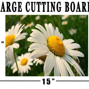 Flower Daisy Floral Kitchen Glass Cutting Board Decorative Gift For Mom Daisies Design