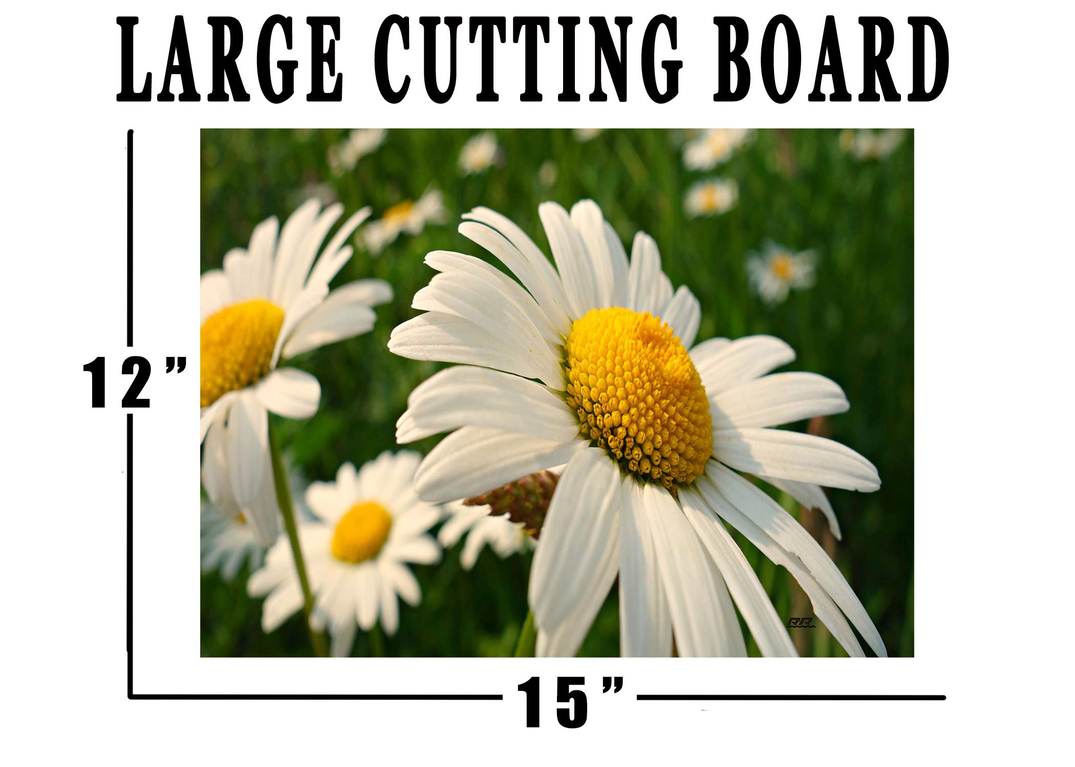 Flower Daisy Floral Kitchen Glass Cutting Board Decorative Gift For Mom Daisies Design