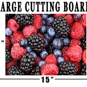 Mixed Berries Kitchen Glass Cutting Board Decorative Gift For Blueberries Raspberries Blackberries Mom Design Red