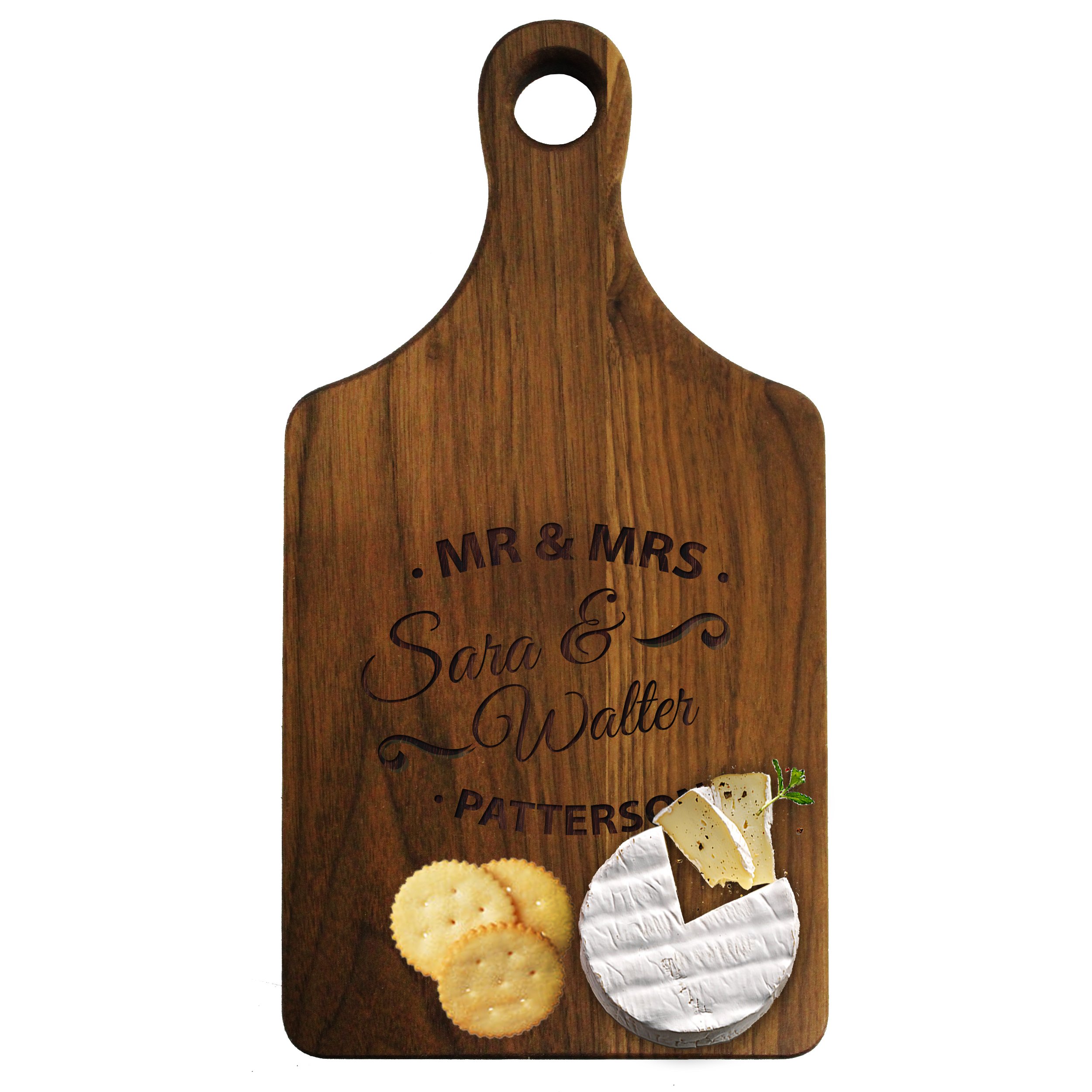 Personalized Cheese Maple Walnut Cutting or Serving Board - Custom Monogrammed (Walnut)