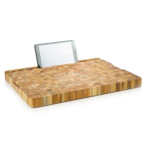 teakhaus end grain large smart rectangular cutting board