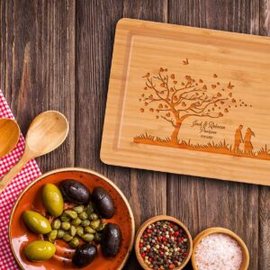 Family Love Tree Personalized Cutting Board, Custom Couple Names cutting board, Laser engraved Chopping board for Wedding, anniversary, Mother's Day gift