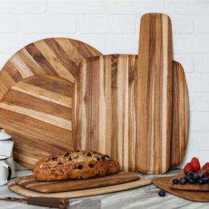 Teak Cutting Board - Rectangle Serving Platter With Rounded Edges (22.5 x 5 x .55 in.) - By Teakhaus