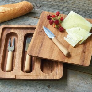 Ironwood Gourmet Cheese Board and Knife Set, Acacia Wood