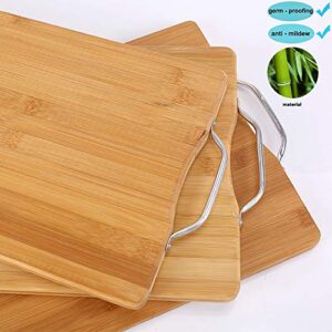 Chambridge 3pcs Bamboo Cutting and Serving Boards for Kitchen, Bamboo Chopping Board for Meat and Chopping Vegetables