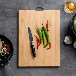 Chambridge 3pcs Bamboo Cutting and Serving Boards for Kitchen, Bamboo Chopping Board for Meat and Chopping Vegetables