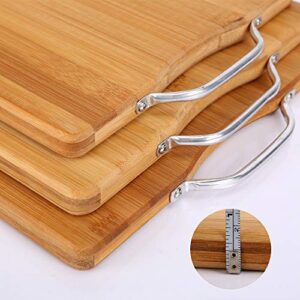 Chambridge 3pcs Bamboo Cutting and Serving Boards for Kitchen, Bamboo Chopping Board for Meat and Chopping Vegetables