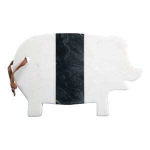 foreside home & garden white marble pig shaped kitchen serving cutting board, 10 x 6.5 x 0.5, multi