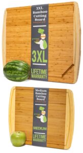 30 x 20 inch massive xxxl extra large bamboo cutting board and medium-large wood cutting board : 14.5 x 11.5 inches