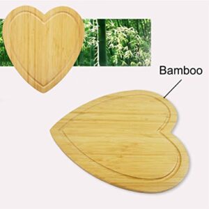 Heart- Shaped Bamboo Cutting Board, Double Sides heart shaped charcuterie board for Meat Vegetables 28X31. 6cm