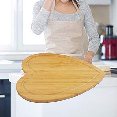 Heart- Shaped Bamboo Cutting Board, Double Sides heart shaped charcuterie board for Meat Vegetables 28X31. 6cm