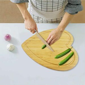 Heart- Shaped Bamboo Cutting Board, Double Sides heart shaped charcuterie board for Meat Vegetables 28X31. 6cm