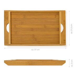 Relaxdays Bamboo Bread Cutting Board + Removable Crumb Catcher, Brown