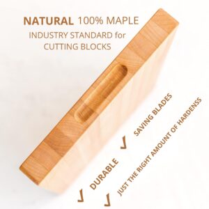 Large Maple Wood Cutting Board - Hardwood Chopping Block 1.4 Inches Thick - Stable and Reversible - Coated with Eco Oil & Wax