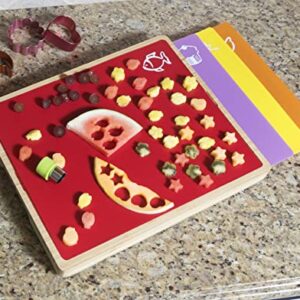 Lipper International 8889 Bamboo Wood Cutting Board with 6 Removable Color-Coded Cutting Mats, 16" x 13" x 1"