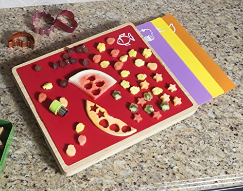 Lipper International 8889 Bamboo Wood Cutting Board with 6 Removable Color-Coded Cutting Mats, 16" x 13" x 1"