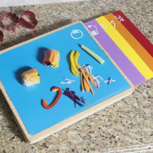 Lipper International 8889 Bamboo Wood Cutting Board with 6 Removable Color-Coded Cutting Mats, 16" x 13" x 1"