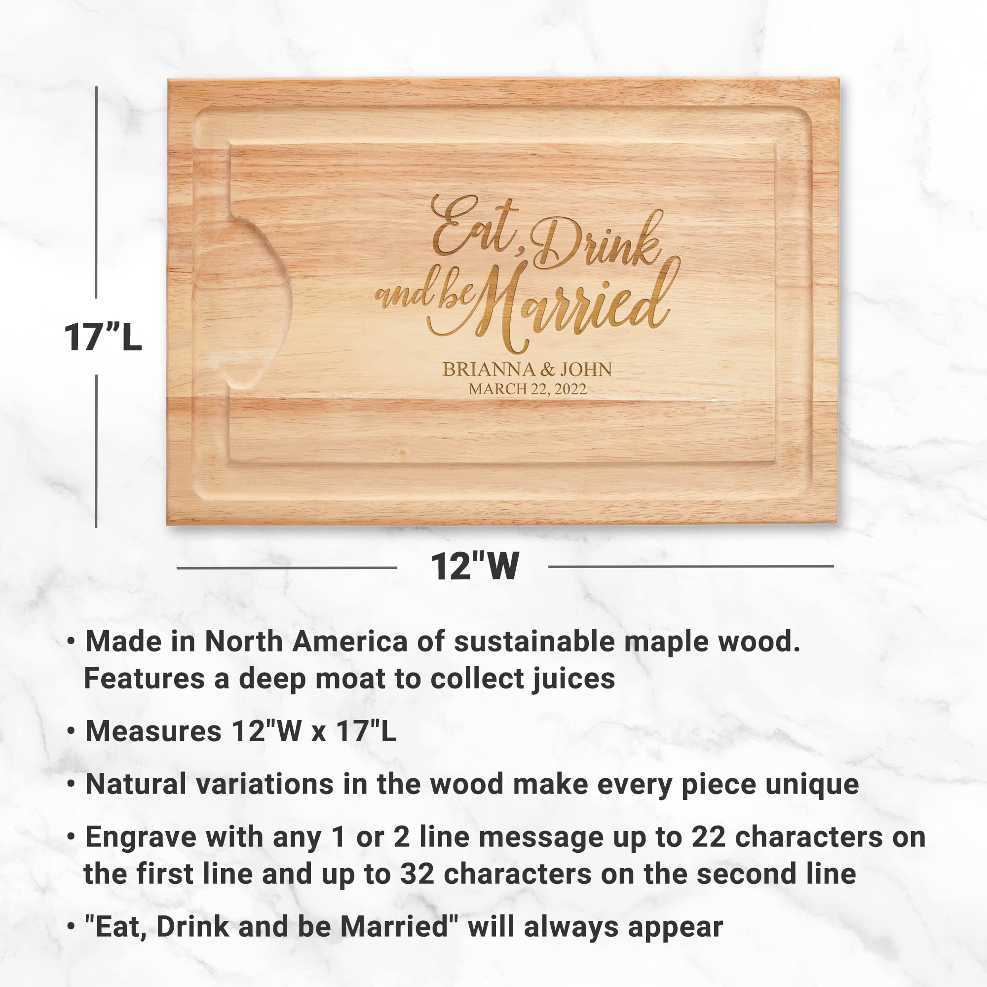 Let's Make Memories Personalized Eat, Drink and Be Married Wooden Cutting Board – For Weddings