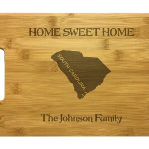 Personalized South Carolina Cutting Board Home Sweet Home Custom Text Engraved Bamboo Housewarming Gifts