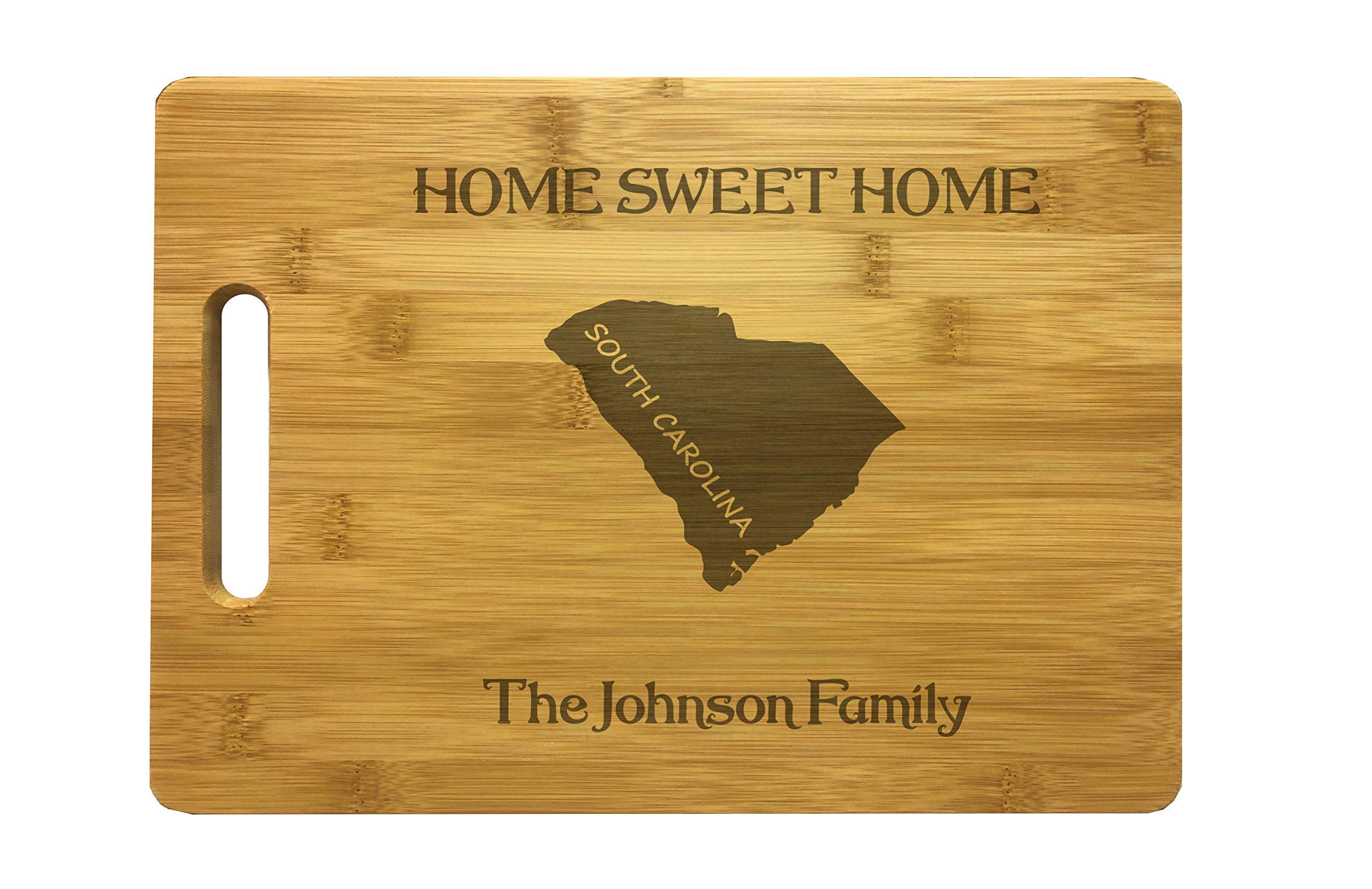 Personalized South Carolina Cutting Board Home Sweet Home Custom Text Engraved Bamboo Housewarming Gifts