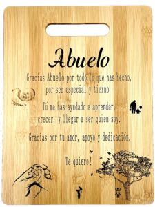 regalo para abuelo: tabla de cortar de bambú grabada (22 x 30 cm) gift for grandpa-engraved bamboo cutting board 9"x12"