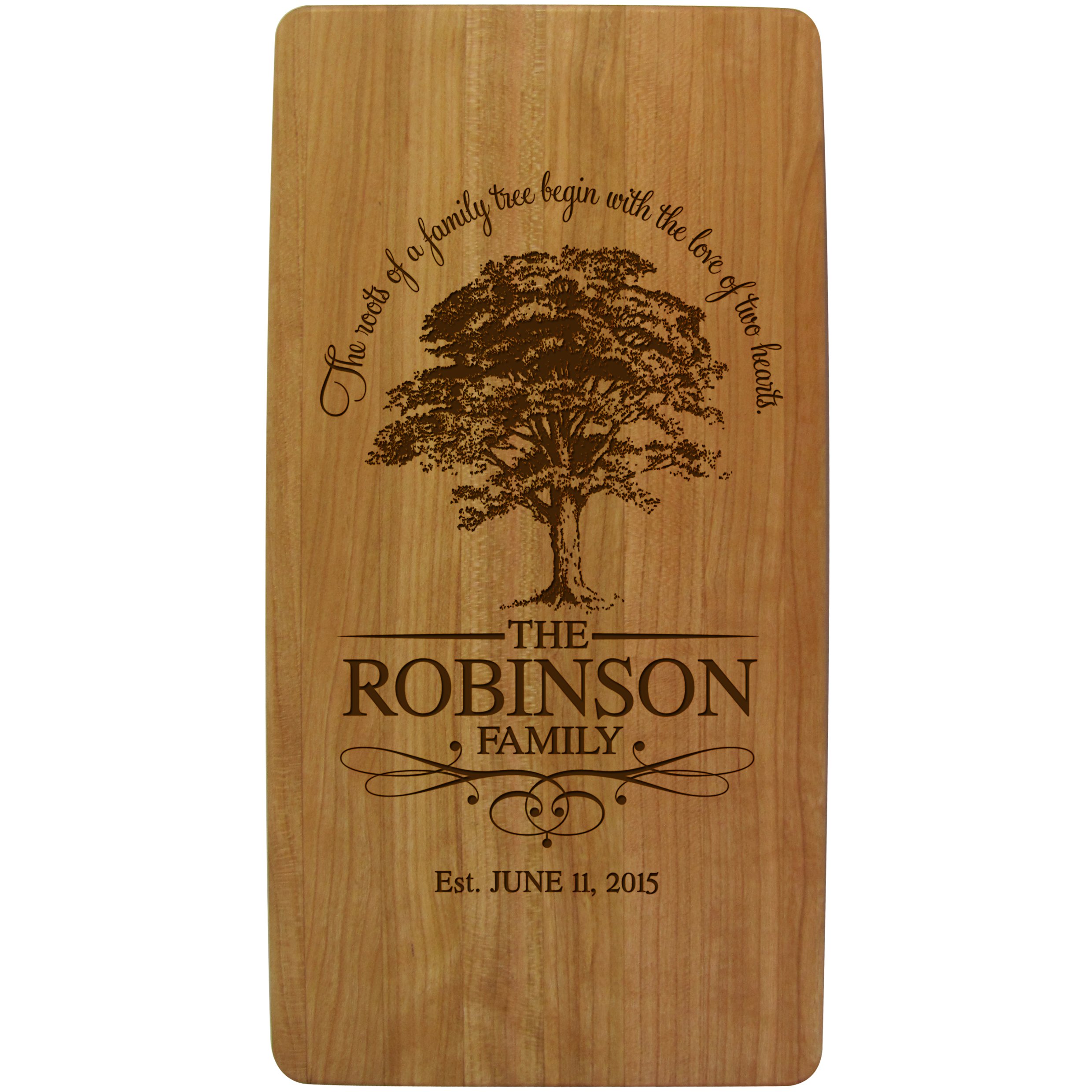 LifeSong Milestones Personalized Wedding with Family Established Year Signs Custom Family Tree Ours is My Favorite Solid Cherry Wooden Cutting Cheese Boards Engraved with Family Names and Dates