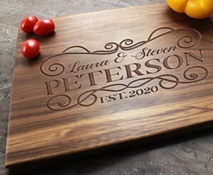 personalized mr and mrs cutting board wedding gift for couple custom engraved cutting board