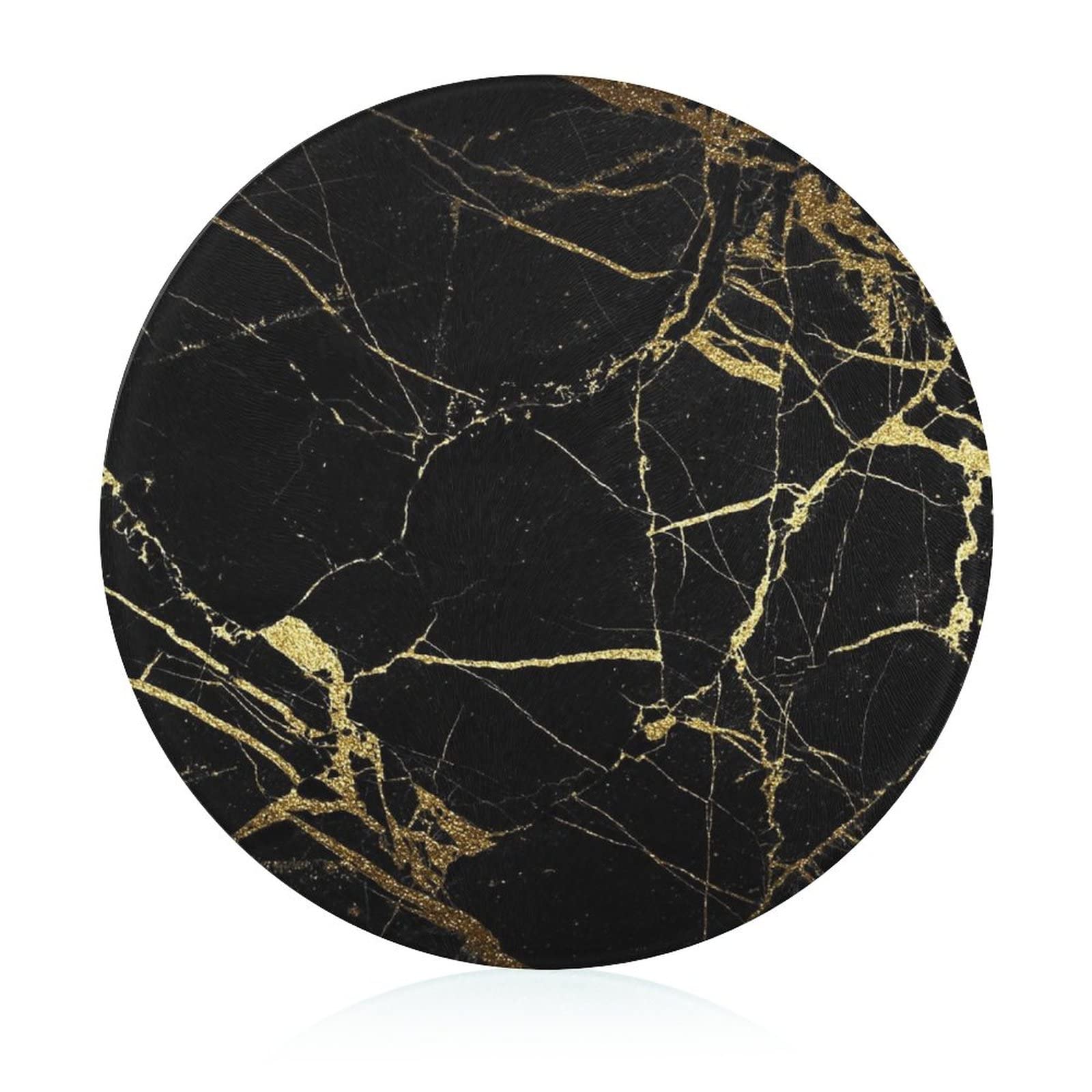 Gold and Black Marble Texture Cutting Board Tempered Glass Chopping Board for Kitchen Hotel